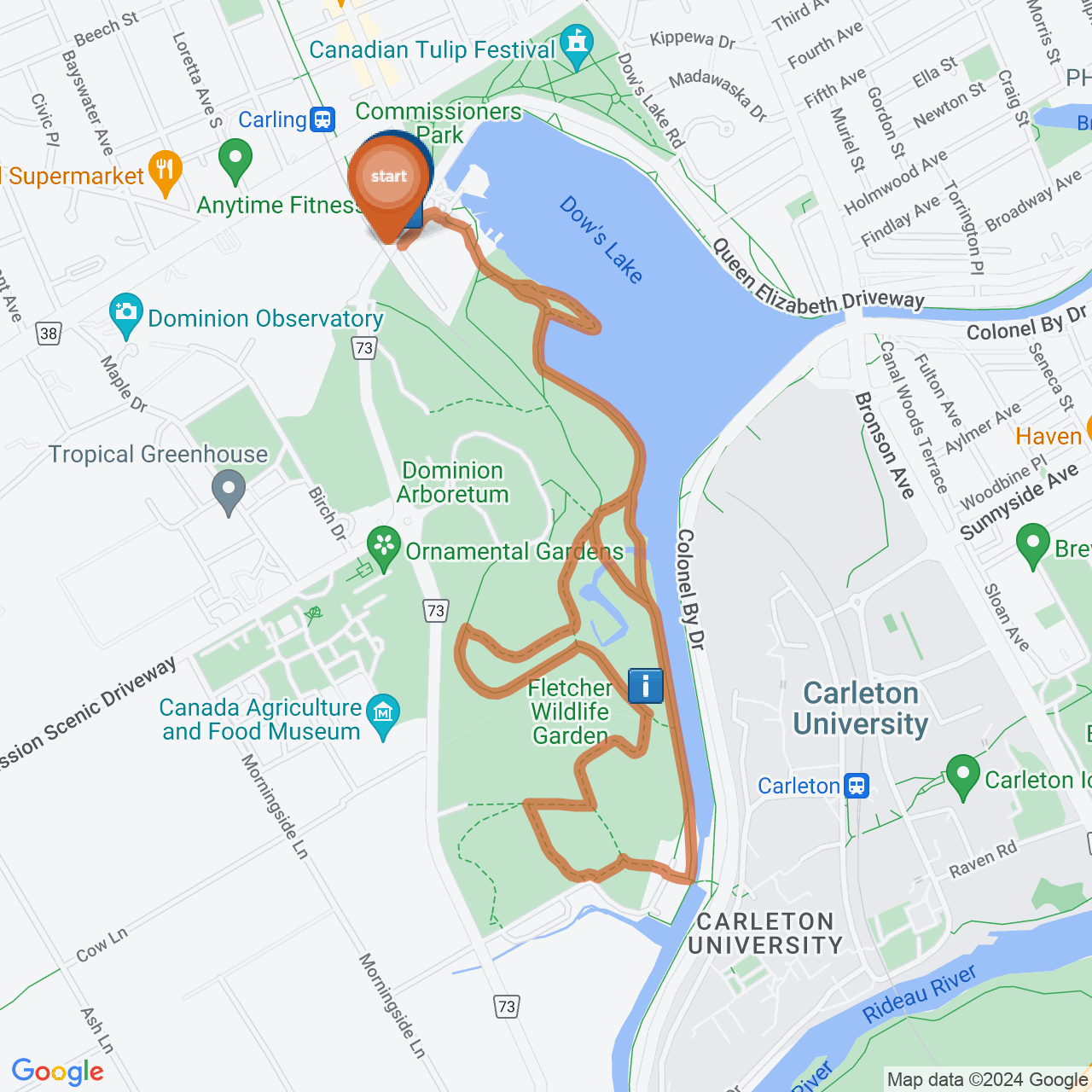 Ottawa 5km Map - Ride for Refuge 2024